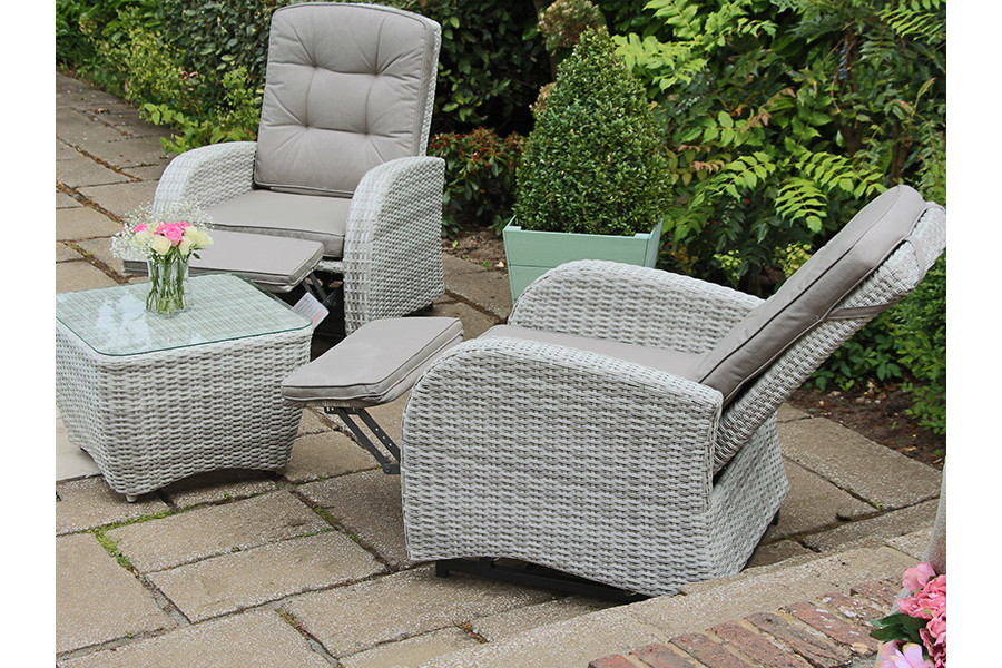 Reclining rattan garden sofa store